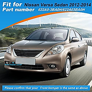 Front Bumper Tow Hook Cover Towing Eye Cap Fit for Nissan Versa Sedan 2012 2013 2014 622A0-3BA0H 622A03BA0H (Unpainted, Right Passenger Side) Xinpinsai