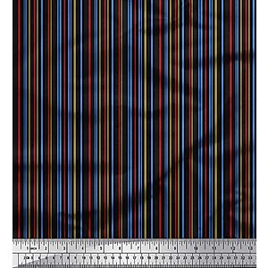 Soimoi Japan Crepe Black Fabric - by The Yard - 42 Inch Wide - Vertical Stripe - Modern Chic with Vertical Stripes Printed Fabric