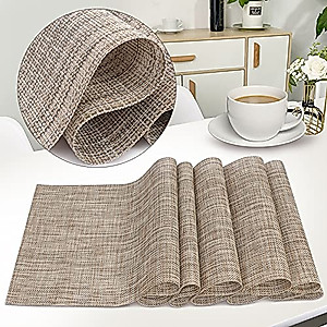 FYY Table Runner 72 Inches Long, Farmhouse Style Table Runner Heat Resistant Non-Slip Washable PVC Stain Resistant Woven Vinyl for Kitchen Dining Table Outdoor Party Holiday Decoration, 12 x 72 Inch