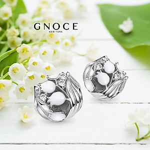 GNOCE Lily of the Valley Charm Bead 925 Sterling Silver Jewelry Gift For Women Wife Fit Snake Chain Bracelets/Necklace