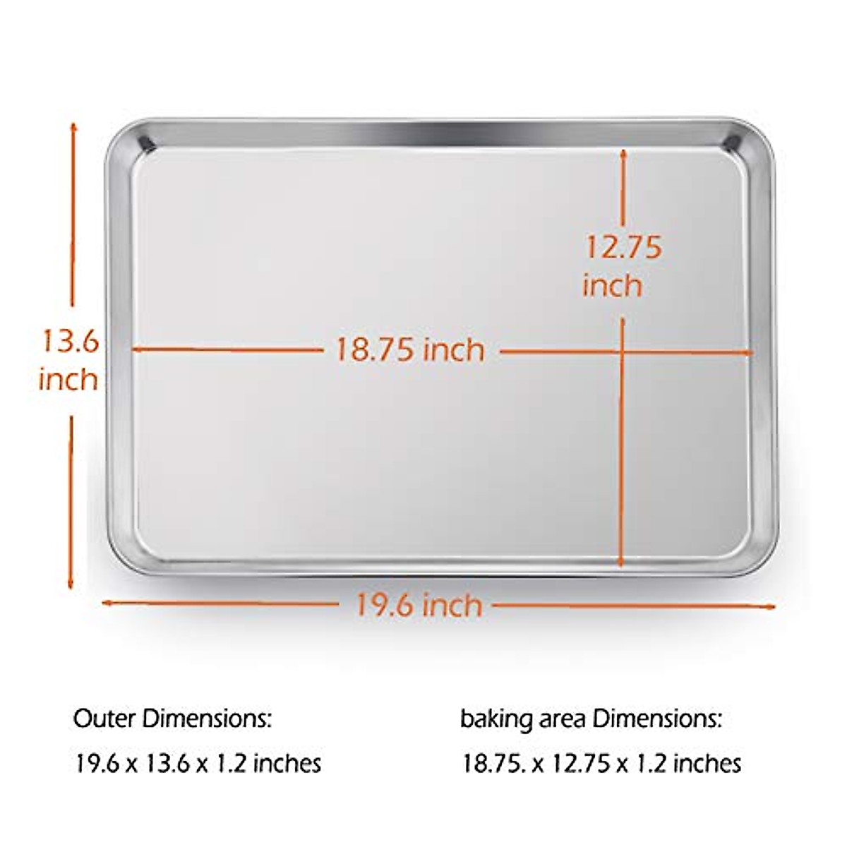 Extra Large Baking Sheet Set of 2, P&P CHEF Stainless Steel Bakeware Cookie Sheet Baking Pan, Rectangle 19.6''x13.5''x1.2'', Heavy Duty & Large Capacity, Oven & Dishwasher Safe