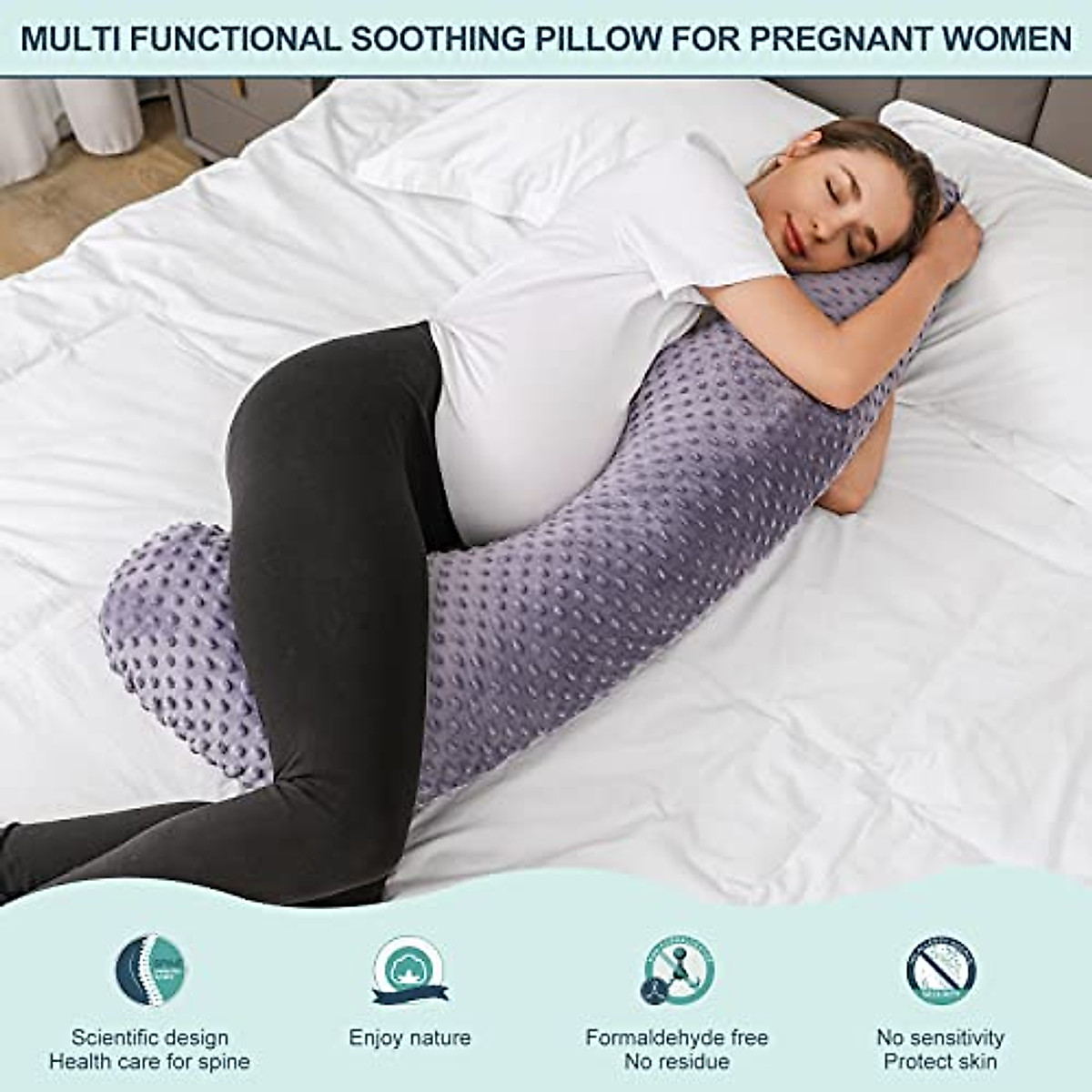 Treeking-Pregnancy Pillow,Soft and Comfortable Pregnancy Pillows for Sleeping for Side Sleeping Body Pillow, Durable and Stretchy Maternity Pillow Suitable for Head, Neck and Abdominal Support