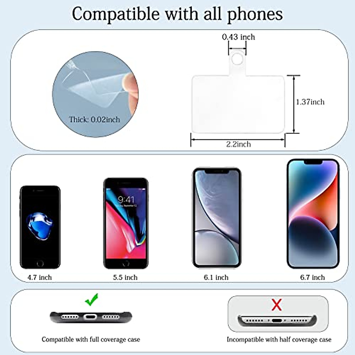 BERITNI Universal Cell Phone Tether Tab, 4 Pack Phone Lanyard Patch, Upgrade One-Piece Silicone Phone Lanyard Insert, Phone Lanyard Tab for Most Smartphone, Clear + Pattern