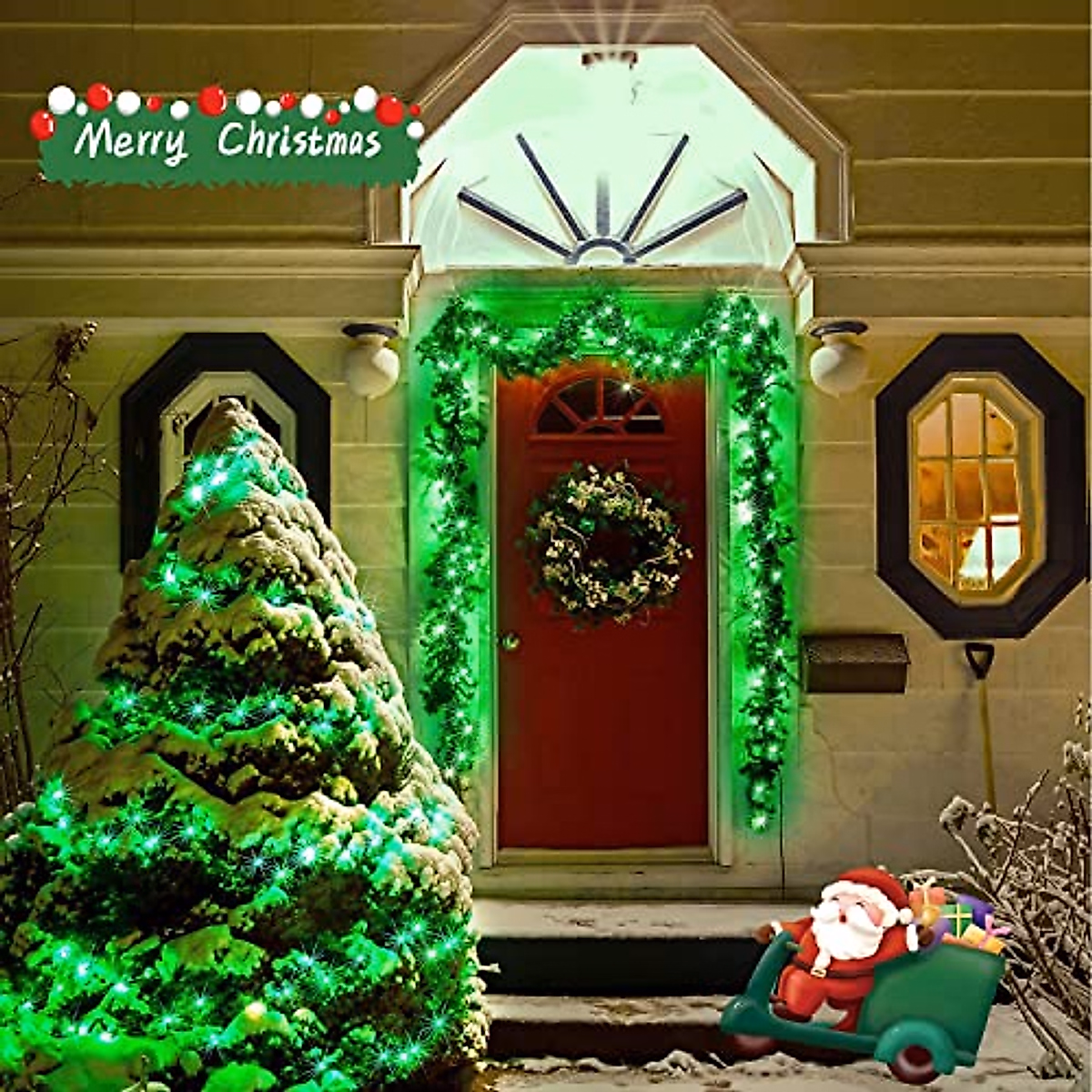 JMEXSUSS 66ft 200 LED Green String Lights Outdoor, Green Christmas Lights Clear Wire, 8 Modes Waterproof St. Patrick's Day Lights Plug in for Tree Garden Party Outdoor Decorations