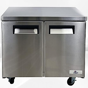 Under Counter Freezer 36" Stainless Steel Commercial Freezer NSF 2 doors 2 shelves, capacity 8 cuft 0°F to -8°F 115V/60HZ Restaurant- UUC36F