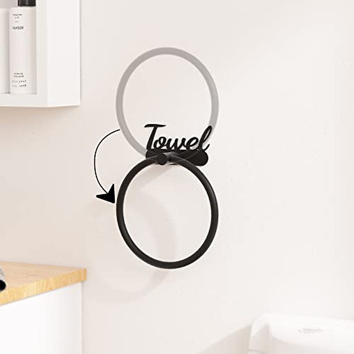 Bathroom Towel Ring Black Towel Ring, Hand Towel Holder for Bathroom Wall, Bathroom Tower Holder, Stainless Steel to Prevent Corrosion or Rusting