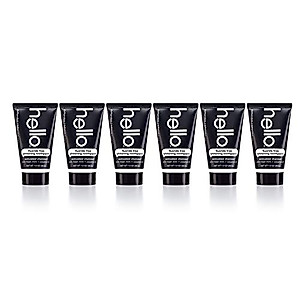 Hello Travel Size Activated Charcoal Epic Whitening Toothpaste, 6 Count | SLS Free, Fluoride Free