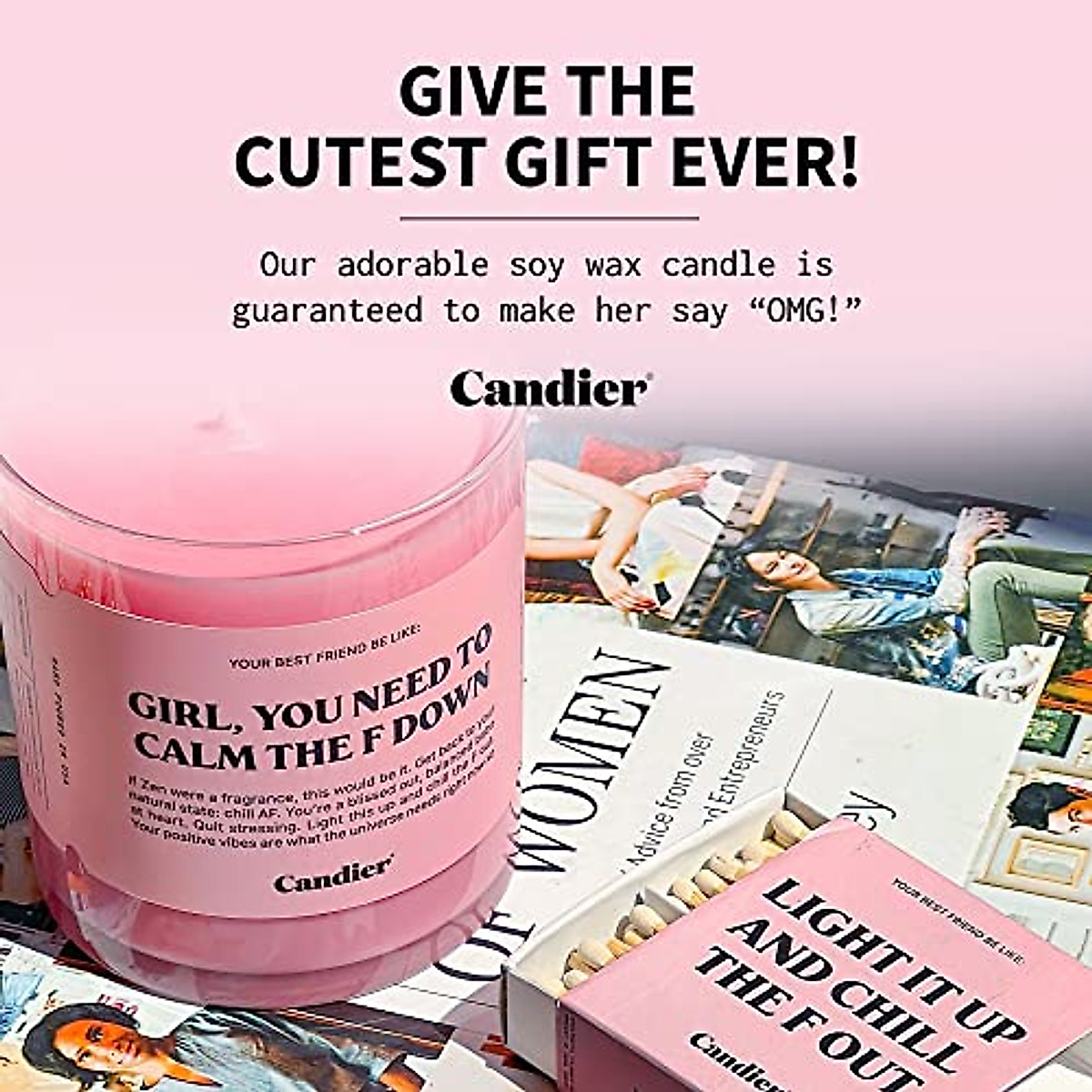 Ryan Porter Calm The F Down Candles - 100% Natural & Vegan - Made of Hand-Poured Soy Wax & Cotton Wick - Smells Cherry Blossom, Magnolia & More - Decor Glass Candles - No Parabens, Phthalates, Lead