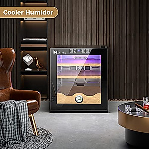 300 Count Electric Cooler, Spanish Cedar Wood Shelf Built in Humidity Control System Cooling Function Black (50L)