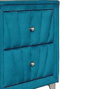 Wood Nightstand with 2 Drawers, Bedside Tables with Velvet Fabric & Glass Worktop, Bed Side Table & Night Stand End Table with Storage for Living Room, Bedroom, Beige, 25"L x 13.7"W x 28.3"H