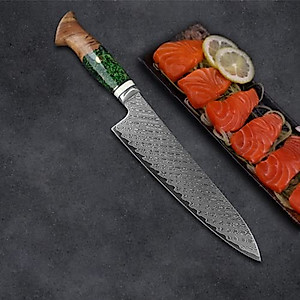 CULITECH Chef Knife, 8 inches Damascus Knife for Kitchen use, Household Stainless Knife for Daily Cooking