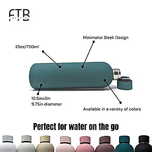 FTB Creative 25oz/750ml Insulated Stainless Steel Matte Water Bottle, Spill proof, Sweat Proof (25oz, Black)