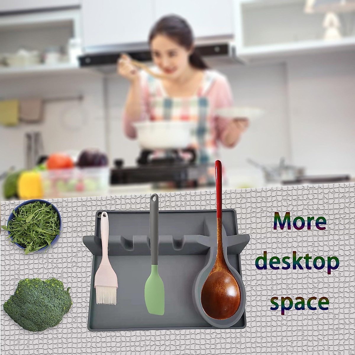 XIAOLIUYI 1Pack Premium Silicone Spoon Rest - large spoon rest, silicone utensil rest,spoon rest for stove top