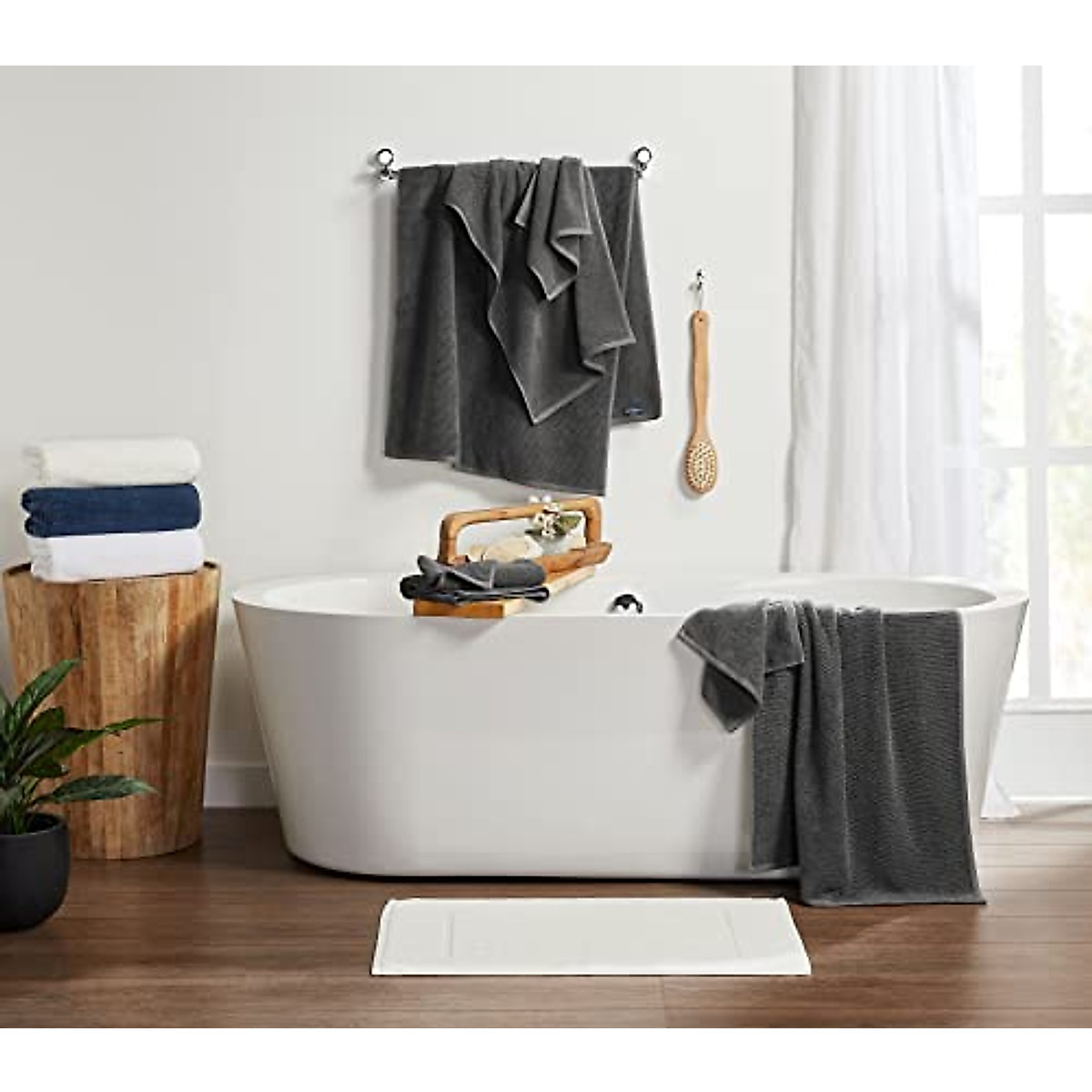 ESSELL 6 Piece Soft & Strong Towel Set, 100% Cotton | Popcorn Textured Weave, 680 GSM | Highly Absorbent & Quick Dry | Home, Hotel & Spa Towels for Bathroom & Sports | Ultra Soft & Durable - Navy Blue