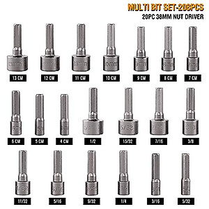 208 Piece Screwdriver Bit Set Security Bit Chrome Vanadium Steel Professional Ended Screw Tools Box by WULFPOWERPRO