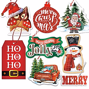 Christmas Name Tags with Untied String 60 Count(15 Assorted Glitter, Foil, Printed Designs for Xmas Holiday Present Wrapping)…