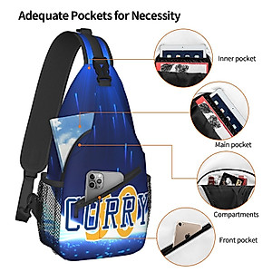 Curry Golden State Basketball Sling Backpack,Travel Hiking Daypack Pattern Rope Crossbody Shoulder Bag, Cross Chest Bag Diagonally For Men Women