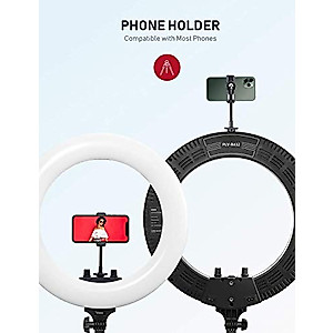 18" LED Ring Light with 72" Adjustable Stand, 4800LM 3000K-6500K 432pcs SMD LED CRI 90+ Dimmable Ring Light Kit for Camera, YouTube, Makeup, Portrait Shooting