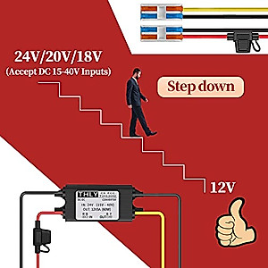 24V to 12V Converter with Fuse Waterproof and Wire Terminal Block, More Safe 18V to 12V Step Down Converter 5A 60W, DC to DC Converter for Golf Cart Light Truck Vehicle Boat (Accept DC 15-40V Inputs)