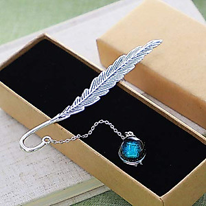 Konrisa Metal Bookmarks for Women Men Classical Bookmarks Feather Shape with Luminous Bead Constellation Creative Reader Gifts Kids Girls Reading Lovers