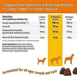 Zesty Paws Scoot Away Soft Chews for Dogs - with Bromelain, Vita Fiber & Dandelion Root for Digestive Support Against Scoots for Gut Health & Support for Normal Bowel Movement - 90 Soft Chews