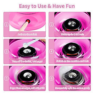 CR Party Pink Cotton Candy Machine, Homemade Portable Cotton Candy Maker for Kids Christmas Gift Birthday Party