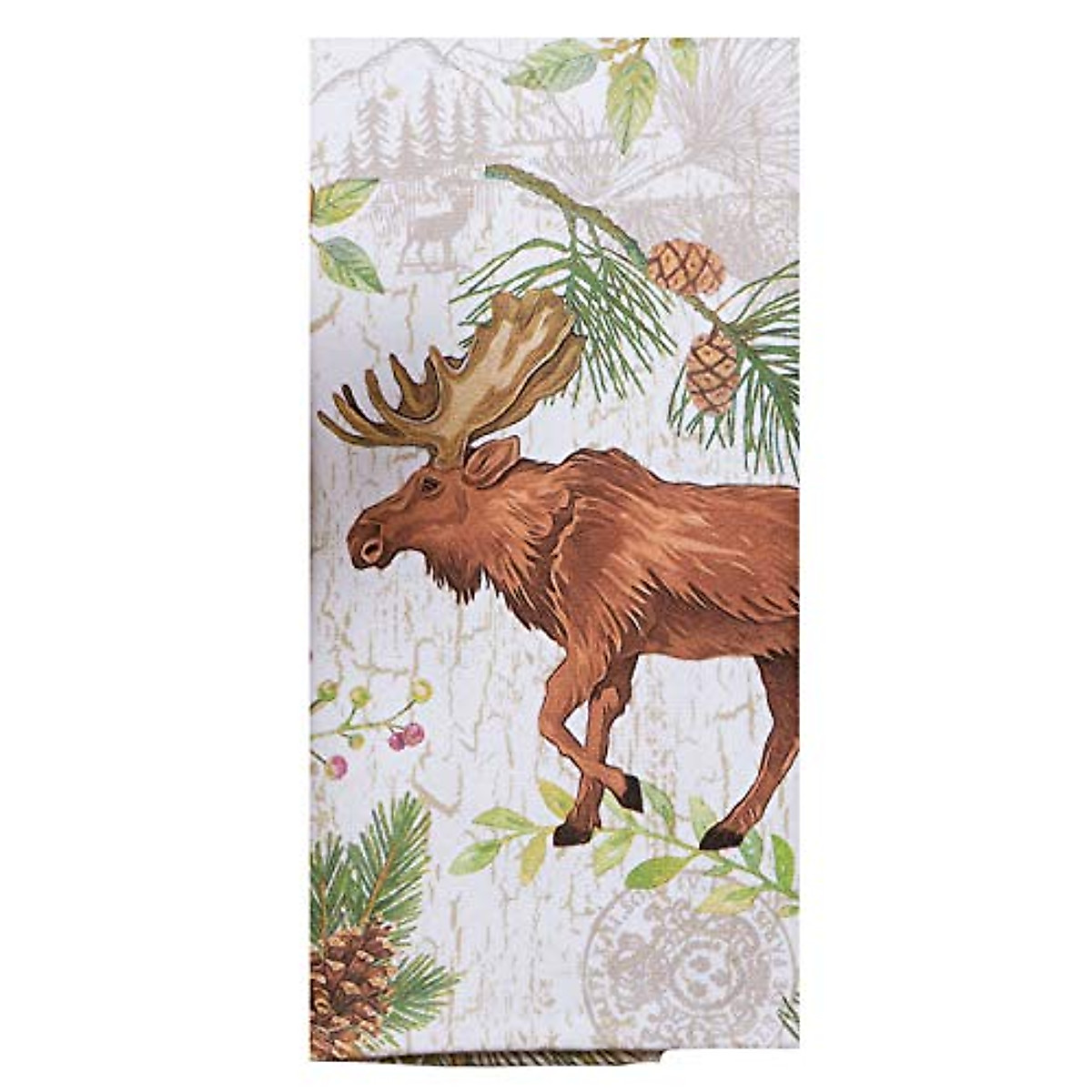 DHE Piece Wilderness Moose Pinecone Trails Kitchen Accessory Bundle, 1 Dual Purpose Towel, 1 Applique Towel and 2 Pocket Mitts Multi colored
