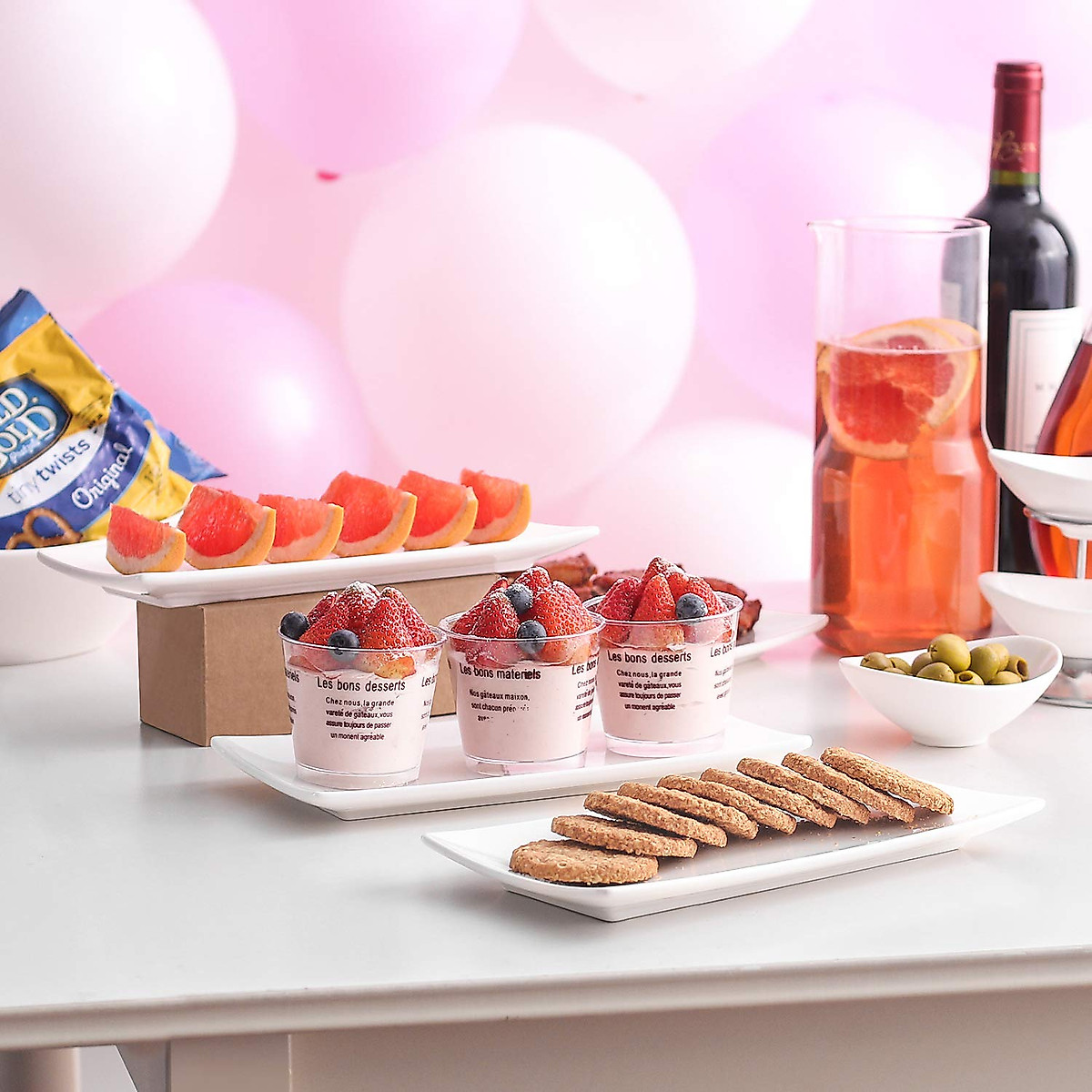 LIFVER Serving Platter Set,16"/14"/12" Large Turkey Platter Set of 3 + 10 Inches Rectangle Serving Plates Set of 4