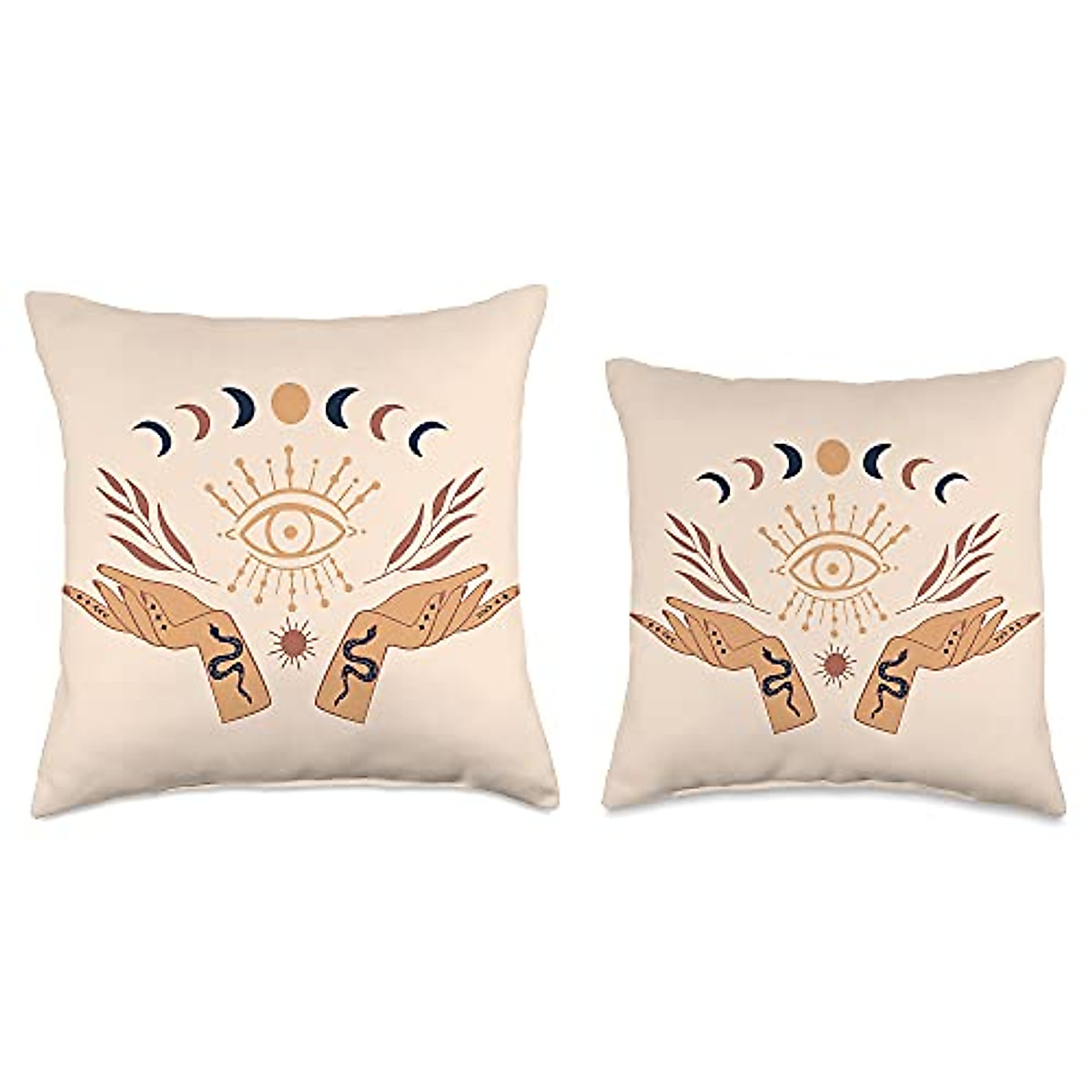 Goddess Mystical Aesthetic Celestial Goddess Aesthetic Boho All Seeing Eye Moon Phases Throw Pillow, 18x18, Multicolor