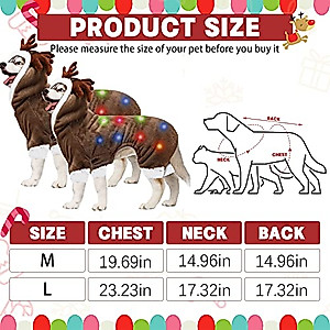 Christmas LED Reindeer Dog Costume Ultra Soft Elk Puppy Jumpsuits Light-up Dogs Sweater Coral Velvet Fleece Hoodie Coat Winter Warm Pet Hoodies Cute Cat Jacket Clothes (Medium)