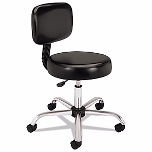 Medical Exam Stool with Back, 24-1/4 x 27-1/4 x 36, Black