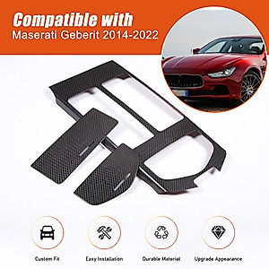 Gear Shift Shifter Panel/Shift Lever Panel/Transmission Gear Selector Gearstick Panel Trim Cover Decal for Maserati Ghibli Accessories,Absolutely Real Carbon Fiber Gear Shift Trim