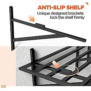 ORASANT 2-Pack 6x2FT(72x24IN) Heavy Gauge Steel Large Garage Wall Shelving Loading 1,600 lbs, Whole-Piece Foldable Heavy Duty Garage Shelving Wall Mounted, Garage Organization Shelves Floating Shelves