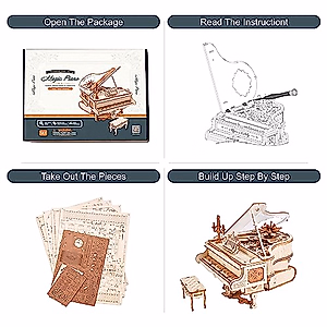 RoWood 3D Puzzles for Adults Wooden Magic Piano Model Kits Mechanical Wooden Puzzles Gifts for Adults Puzzle Music Box for Adults Teens&Friends