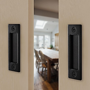 Wright Products Sliding Flush Barn Door Handle Set, Matte Black, 1 Pack - Mounting Hardware Included
