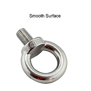 BOL-69071 2PCS Stainless Steel 304 JIS 1168 Thread Eye Bolt Rigging Hardware M5 M6 M8 M10 M12 Heavy Duty Hardened Steel Eye Bolt-(Dims: M8/ Type: Stainless Steel 304)