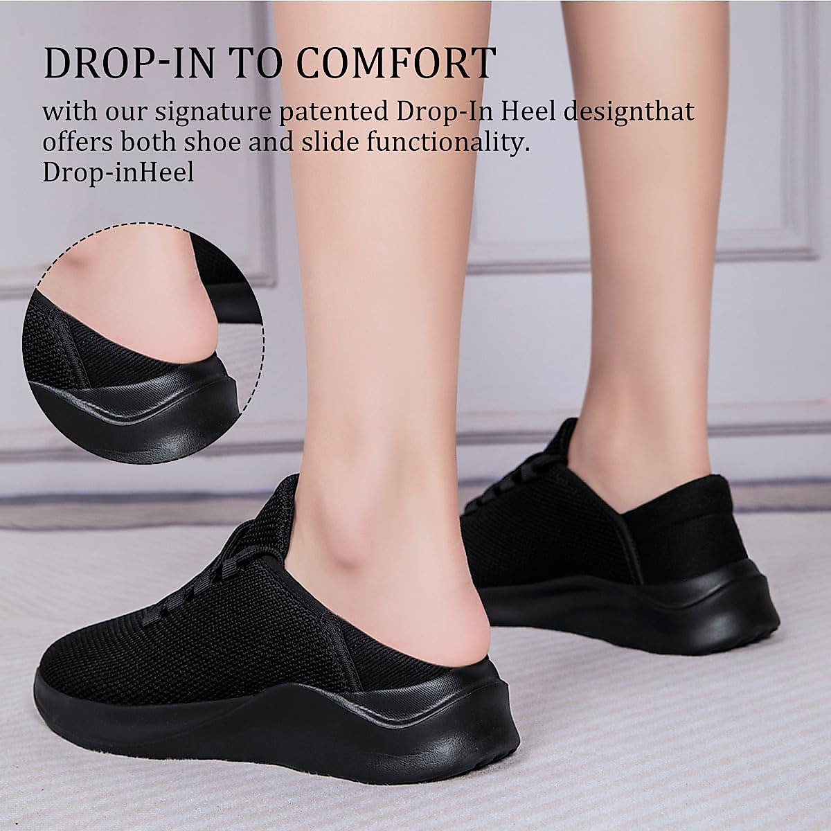 HIIGYL Womens Running Shoes Lightweight Breathable Walking Sneakers Athletic Workout Gym Tennis Shoes All Black Size 9