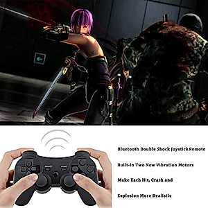 TUOZHE Wireless Controller for PS3, 2 Pack Controller for Play 3, 6-Axis with High-Performance Double Shock, Motion Control, USB Charging Cable(Blue Flash and Purple Sky)