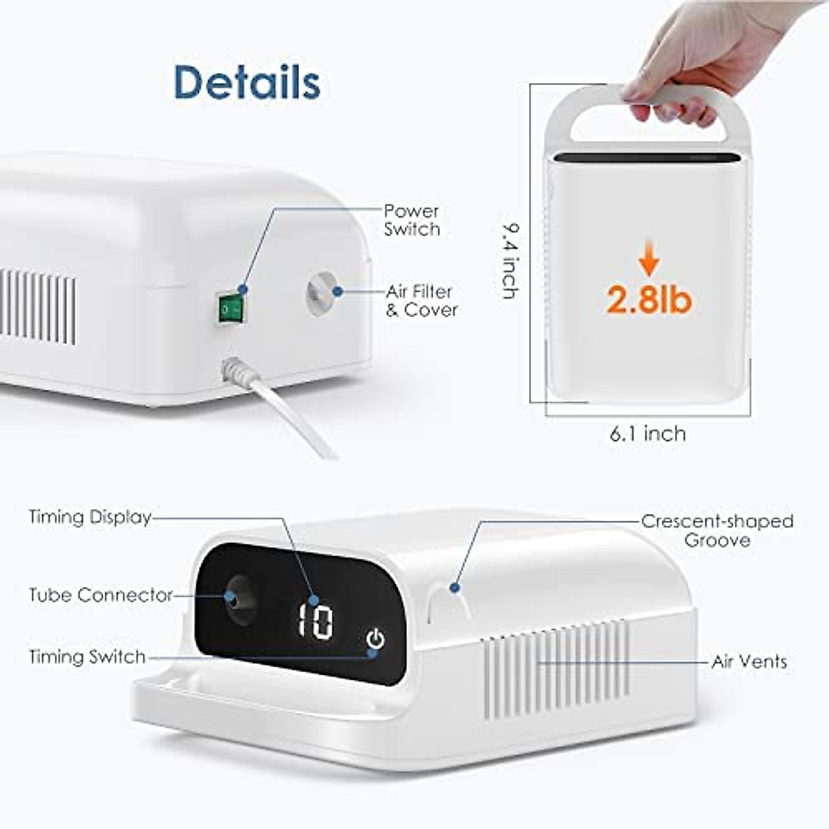 Smart Nebulizer, Intelligent Digital Display Nebulizer Machine for Adults and Kids,Low Noise Compression Nebulizer for Breathing Problems,Desktop Jet Nebulizer for Home Use