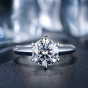 TenFit Jewelry 6 Prongs Elegant 4ct Round Cushion Cut Solitaire Halo Simulated Diamond Anniversary Wedding Ring