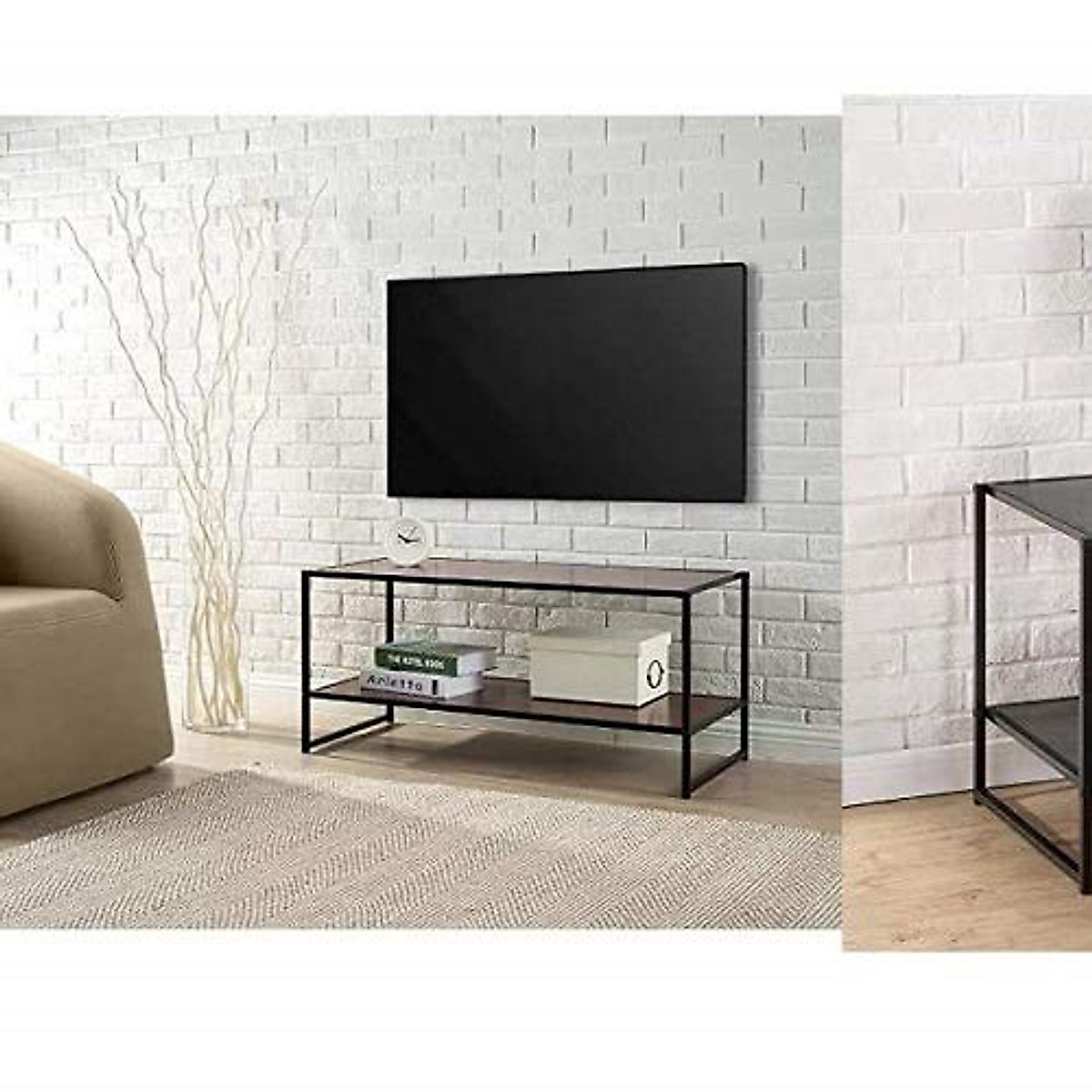 Zinus Modern Studio Collection TV Media Stand/Table/Good Design Award Winner with 20 Inch Square Side/End Table/Night Stand/Coffee Table, Espresso