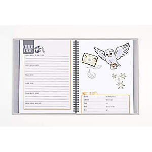 Conquest Journals Harry Potter Little Keeper Baby Album, Capture Magical Memories From Baby Shower Through Age 5, Grey Linen Cover With Lay Flat Spiral, 9" x 11 1/2", 66-Guided Journal Pages