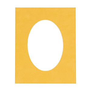 12x16 Mat Bevel Cut for 8.5x11 Photos - Precut Bright Yellow Oval Shaped Photo Mat Board Opening - Acid Free Matte to Protect Your Pictures - Bevel Cut for Family Photos, Pack of 1 Matboard Show Kit