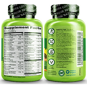 NATURELO Mens Multivitamins for Men 50+ - One Daily Multivitamin for Men with Vitamins, Minerals & Organic Whole Foods Non-GMO, 60 Vegetarian Capsules