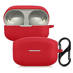 kwmobile Case Compatible with Sony WF-1000XM4 Case - Silicone Cover Holder for Earbuds - Red
