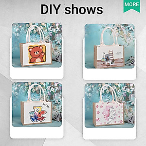 YACEYACE Burlap Tote Bags with Handles, 14.5" x 6.7" x 10.2" Set of 3 Jute Travel Tote Bags Beach Tote Bags Reusable Grocery Bags Bridesmaid Bags Tote Bags for Travel,DIY,Wedding,Shopping