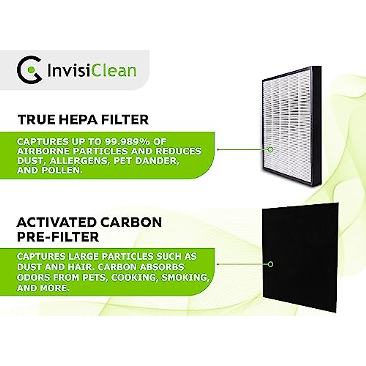 InvisiClean Claro True HEPA Replacement Filter with Prefilter - Genuine Filter for InvisiClean Claro Air Purifier IC-4524