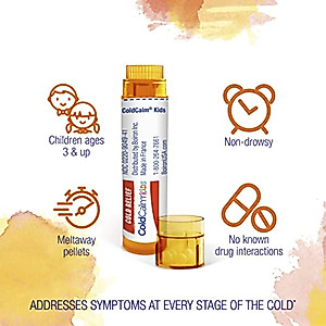 Boiron ColdCalm Kids Pellets for Relief of Common Cold Symptoms Such as Sneezing, Runny Nose, Sore Throat, and Nasal Congestion - 2 Count (160 Pellets)