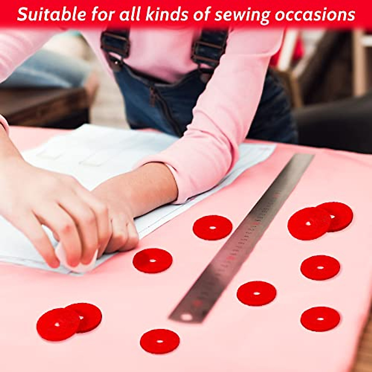 100 Pieces Sewing Machine Spool Pin Felt Pad Red Spool Pin Felts Thread Spool Pin Sewing Machine Spool Adapter Treadle Sewing Machine Parts for DIY Sewing Arts Crafts, 1 x 0.2 x 0.08 Inch