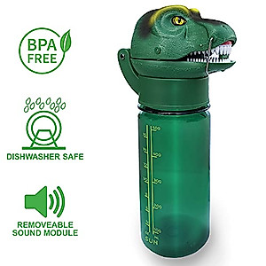 Sun Company RoarBottle T-Rex - Roaring Dinosaur Water Bottle for Kids | Cool Realistic TRex Roar | Spill and Leak-Proof BPA Free Tritan WaterBottle for Children